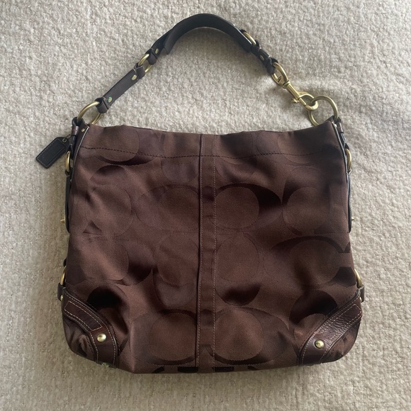 Coach | Bags | Coach Brown Canvas Monogram Shoulder Bag | Poshmark